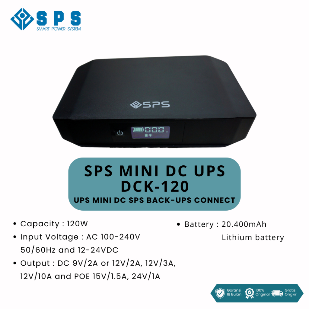 Jual SPS DC UPS MINI BACK-UPS CONNECT DCK-120 LITHIUM BATTERY 120WATT ...
