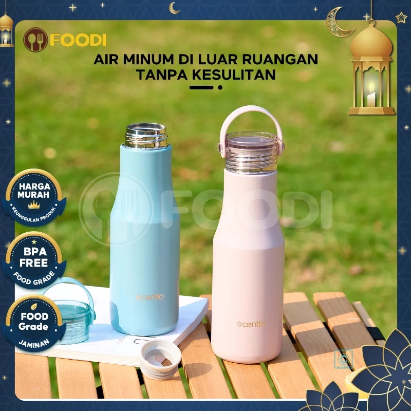 Jual ecentio & FOODI termos air panas botol minum aesthetic 304 ...