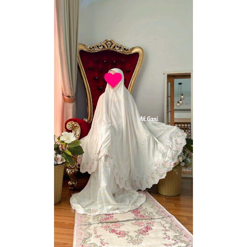 Jual Mukena TERBARU ALGANI Border Salur Putih kecil yang sangat cantik ...