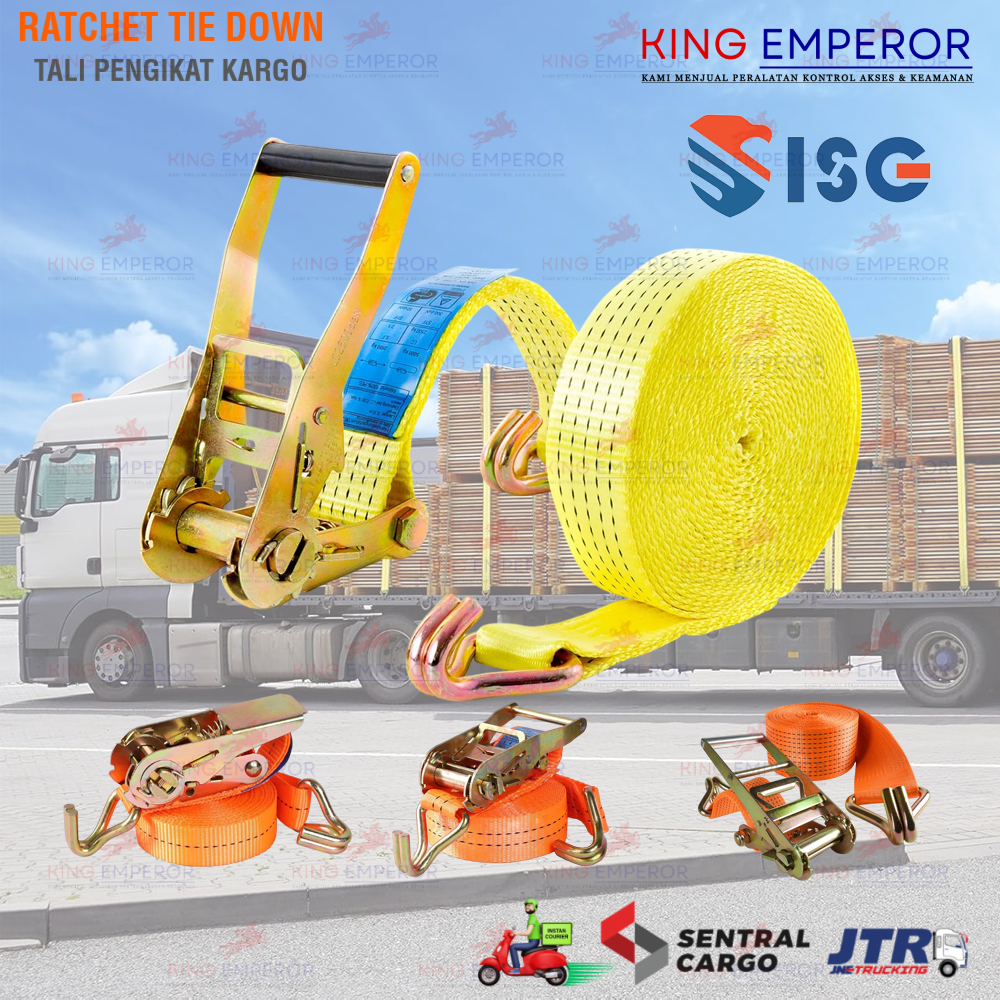 Jual Ratchet Tie Down Cargo Strap Lashing Belt With Double J-HOOK 2-10 ...