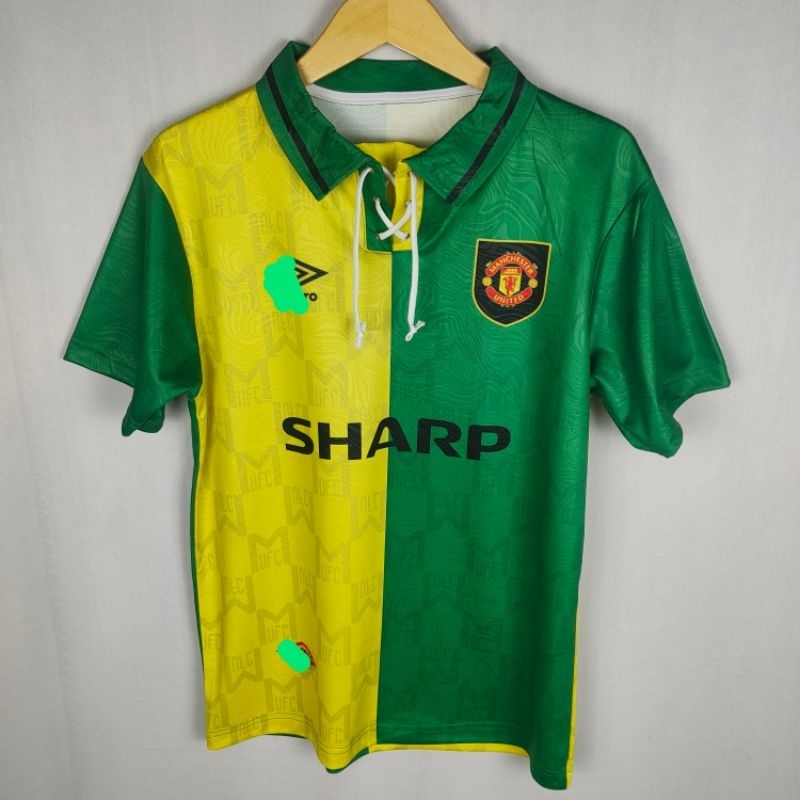 Jual jersey manchester United retro 92-93 hijau kuning | Shopee Indonesia
