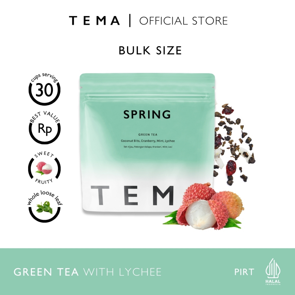 Jual Spring - Lychee Green Tea - TEMA Tea Loose Leaf Large Pouch - 30 ...