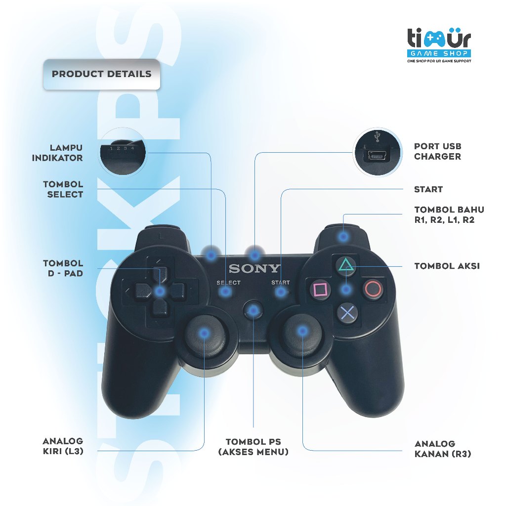 Jual Stik Stick PS3 Wireless Original Ori Pabrik Hitam Tanpa Dus ...