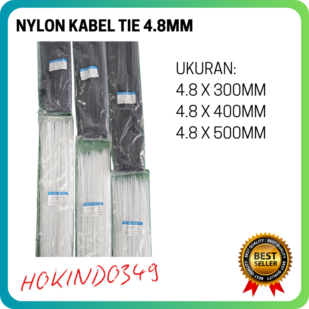 Jual Nylon Cable Tie Kabel Ties 4.8mm x 30cm 40cm 50cm Hitam Putih ...