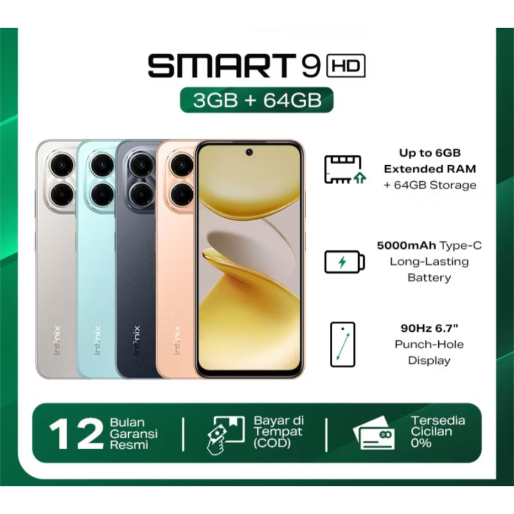 Jual Infinix Smart 9 HD (3GB/64GB) Garansi Resmi 1 Tahun | Shopee Indonesia