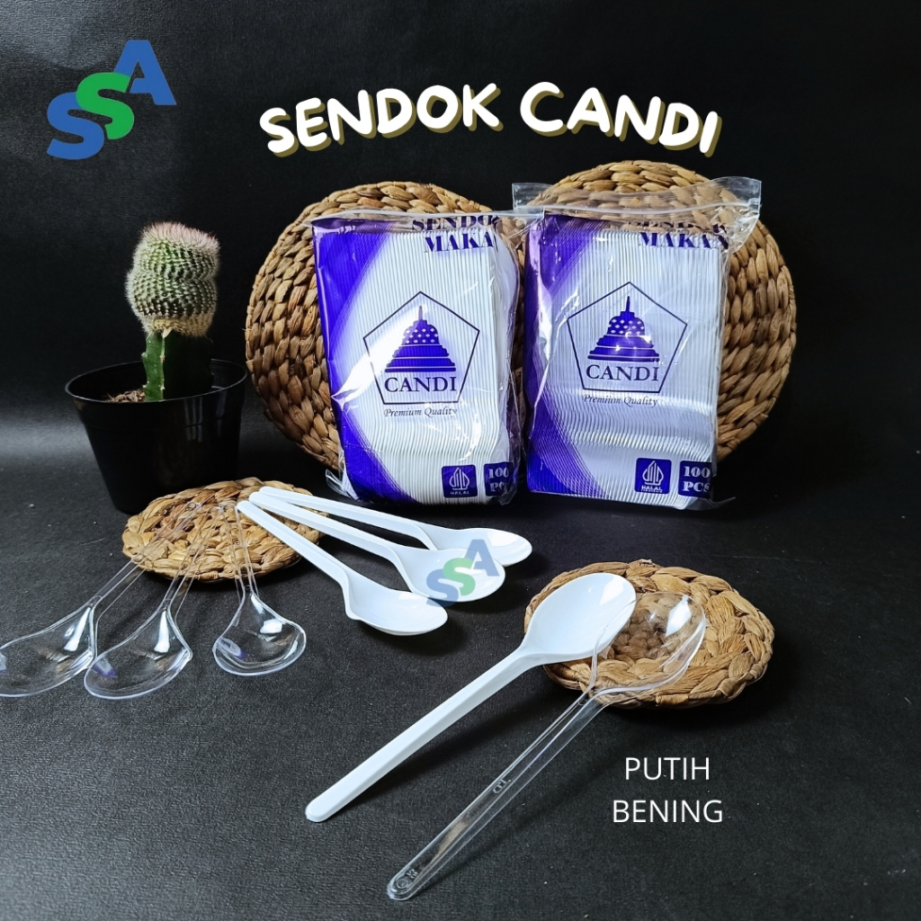 Jual SENDOK CANDI PUTIH & BENING ISI 100 PCS / SENDOK MAKAN PLASTIK ...
