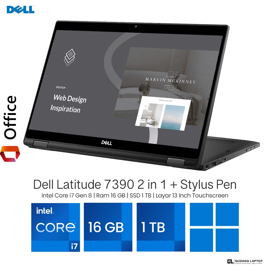 Jual Laptop 2 in 1 Dell Latitude 7390 Core i7 Gen 8 Ram 16 GB SSD 1 TB ...