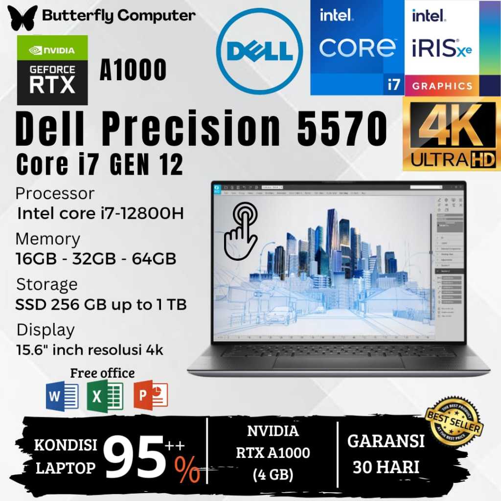 Jual Laptop Dell Precision 5570 core i7 Gen 12 RAM 64 GB SSD 1 TB ...