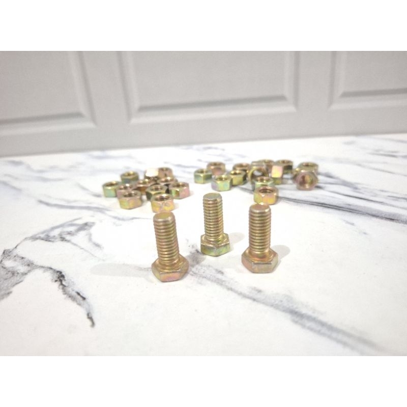 Jual Baut Kuning 8x20mm (BN) / Baut Mur Hexagon Kuning / Baut Mur Hex ...