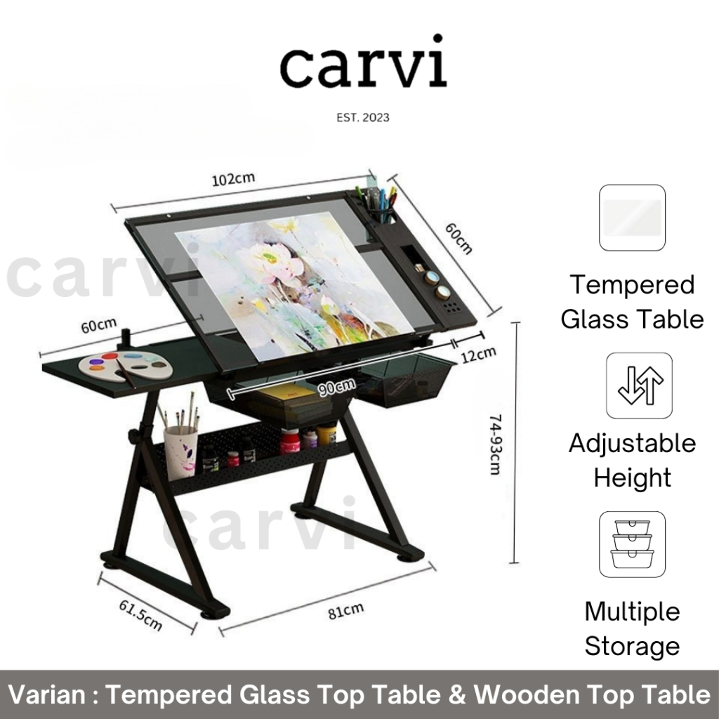 Jual Meja Lukis Drawing Table Tempered Glass dan Wooden Table SKETCH ...