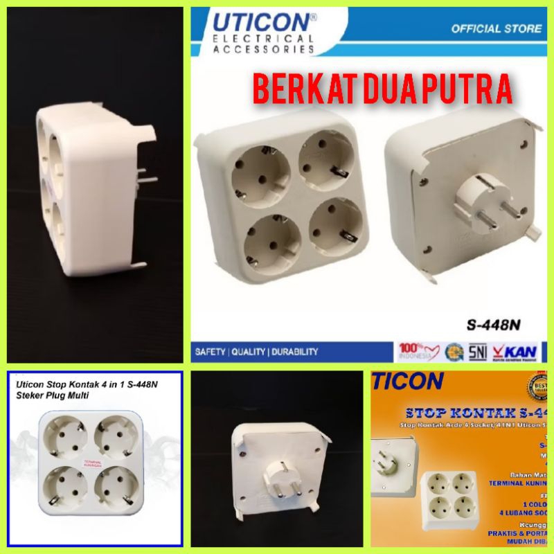 Jual Uticon Stop Kontak 4 in 1 S-448N + Steker Plug S448N NA Multi ...