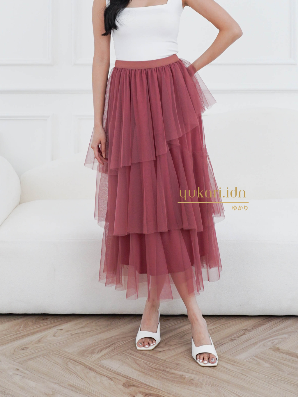 Jual VALERIE Rok Korean Midi Premium Model Asimetris Ruffle Susun Tutu ...