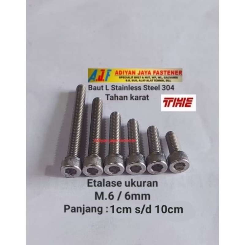 Jual Baut L Stainless 304/ DRAT BAUT 10 / M.6 ( panjang 1cm s/d 10cm )p.1,0 | Shopee Indonesia