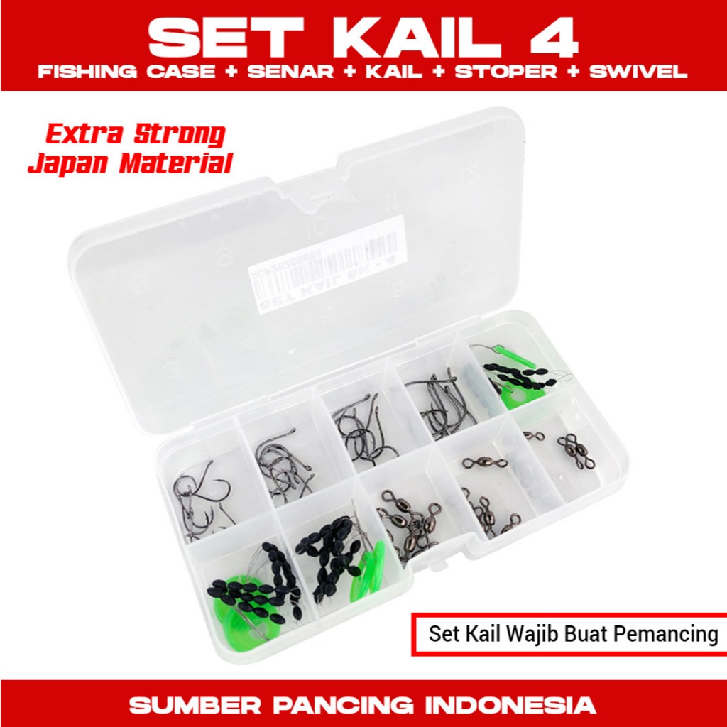 Jual SET KAIL SUPER LENGKAP Kail Pancing Aneka Ukuran + Swivel Kili ...