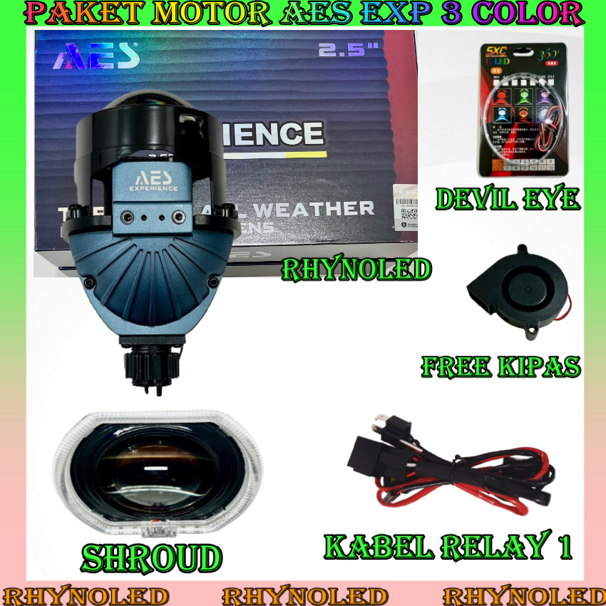 Jual PAKET MOTOR LAMPU PROJECTOR BILED TURBO SE 3 WARNA AES 2,5 INCHI ...