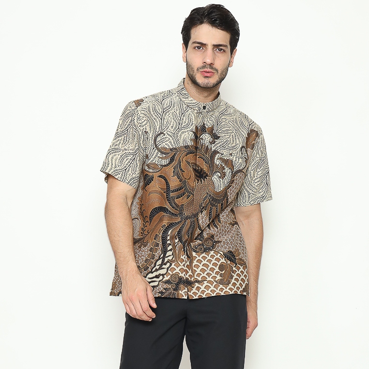 Jual Waskito Kemeja Batik Katun Krah Koko HB 48467B - Olive Brown ...