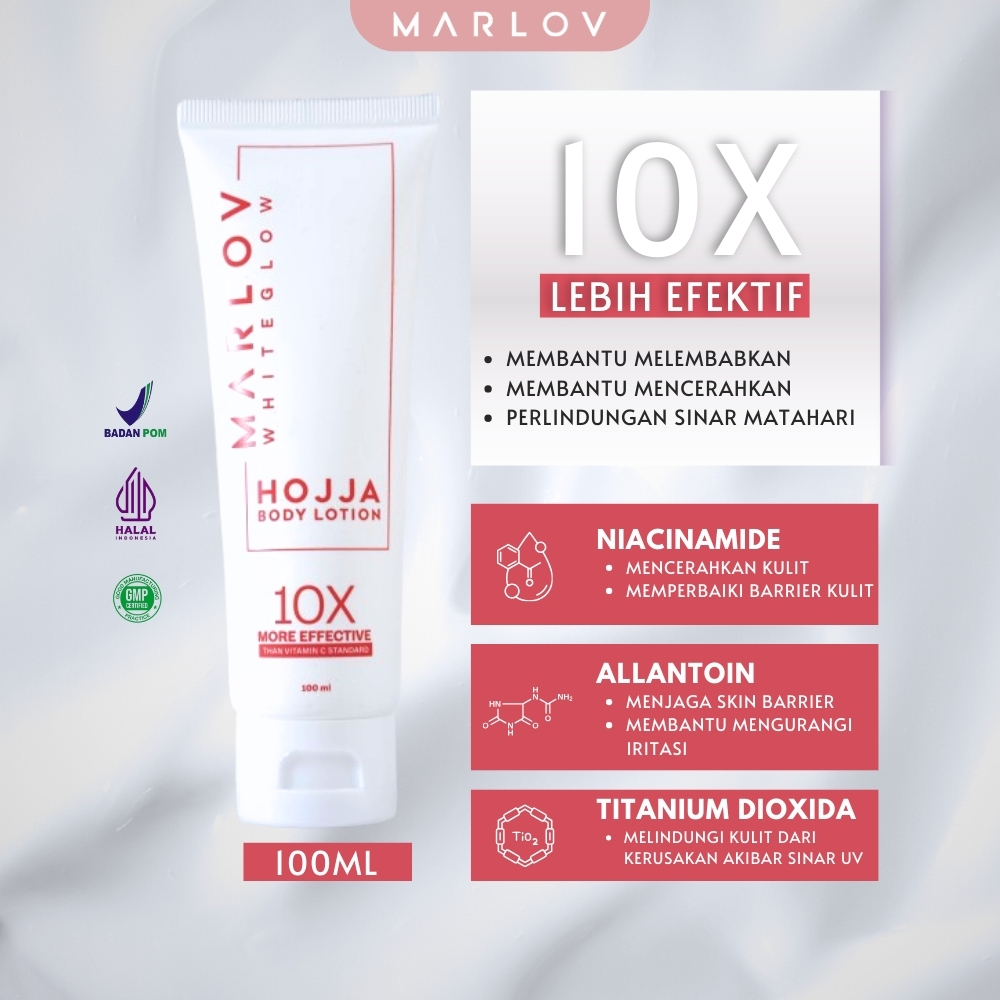 Jual MARLOV Body Lotion White Glow Series Hojja 100ml - Niacinamide, Tittanium Dioxida, Vit C ...