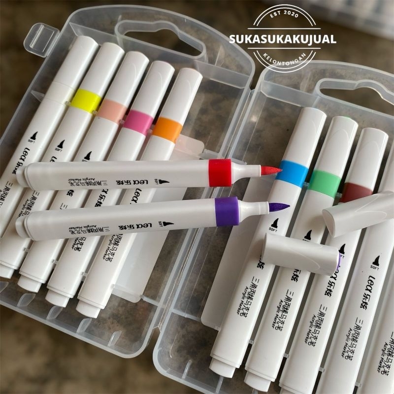 Jual spidol akrilik acrylic marker pen 1set 12warna | Shopee Indonesia