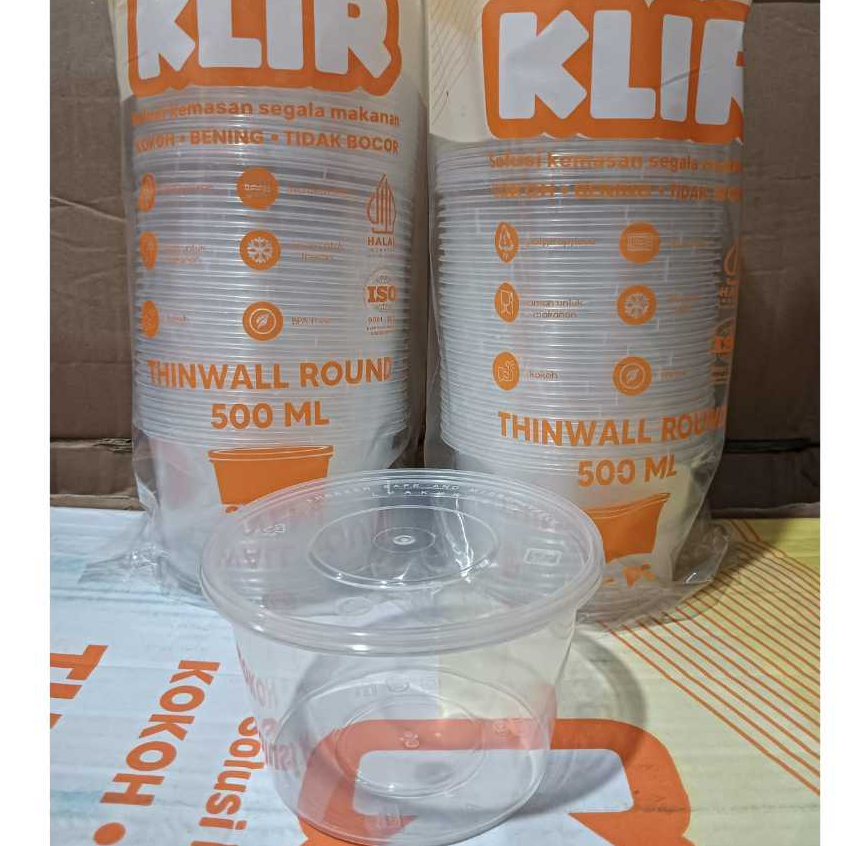 Jual Thinwall Bulat 500ml + Tutup isi 25pcs / KLIR Mangkok Round / KLIR ...