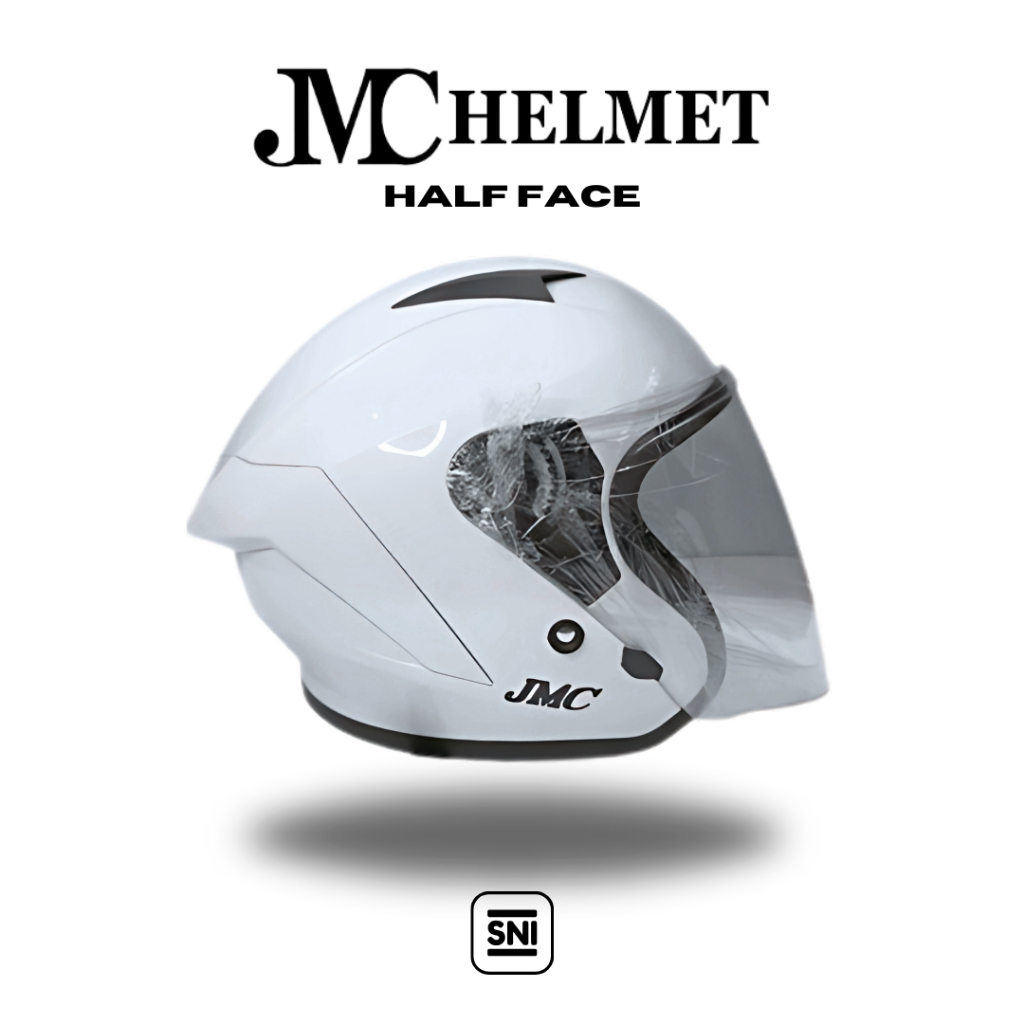 Jual JMC Helmet Half Face Premium Edition White Colour Pria/Wanita ...