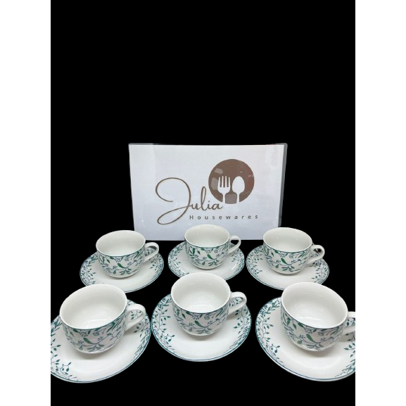 Jual Cangkir Set Motif Green Flower KPZ-05CS Satu Set ( isi 6 pasang ...
