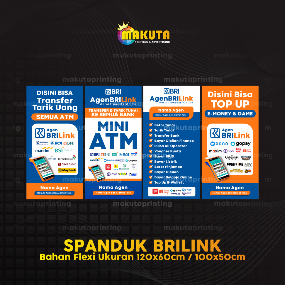 Jual Banner Spanduk BRILINK Mini ATM Agen Bank BRI Berdiri custom ...