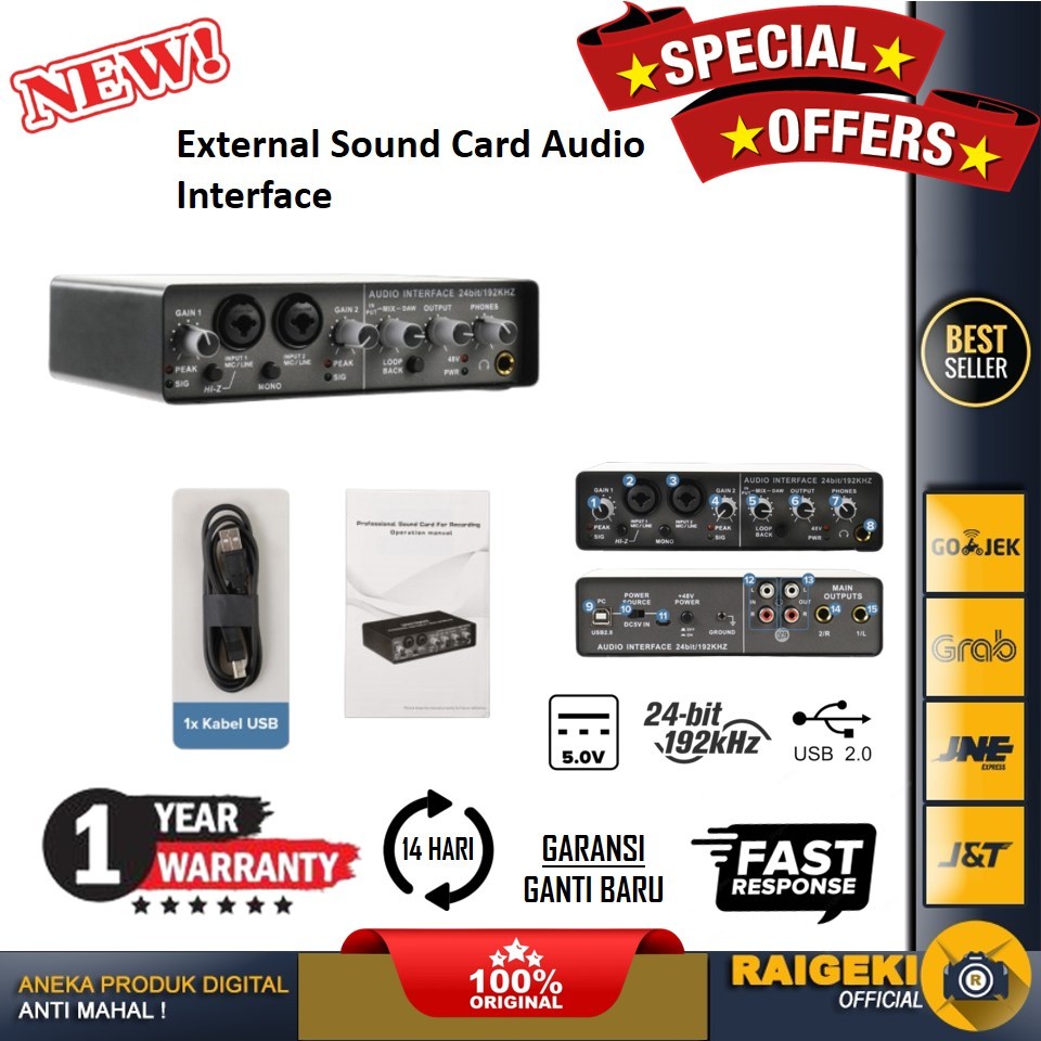 Jual External Sound Card Audio Interface Preamp High Speed USB 2.0 - Q ...