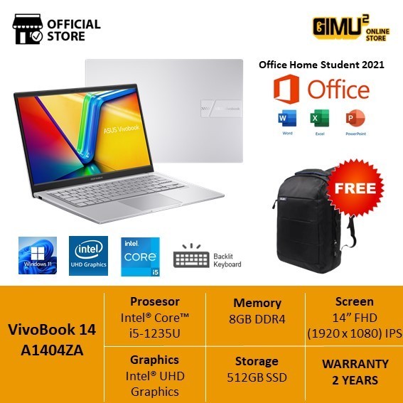 Jual Asus Vivobook 14 A1404ZA-VIPS553 i5-1235U 8GB 512GB 14" FHD IPS ...