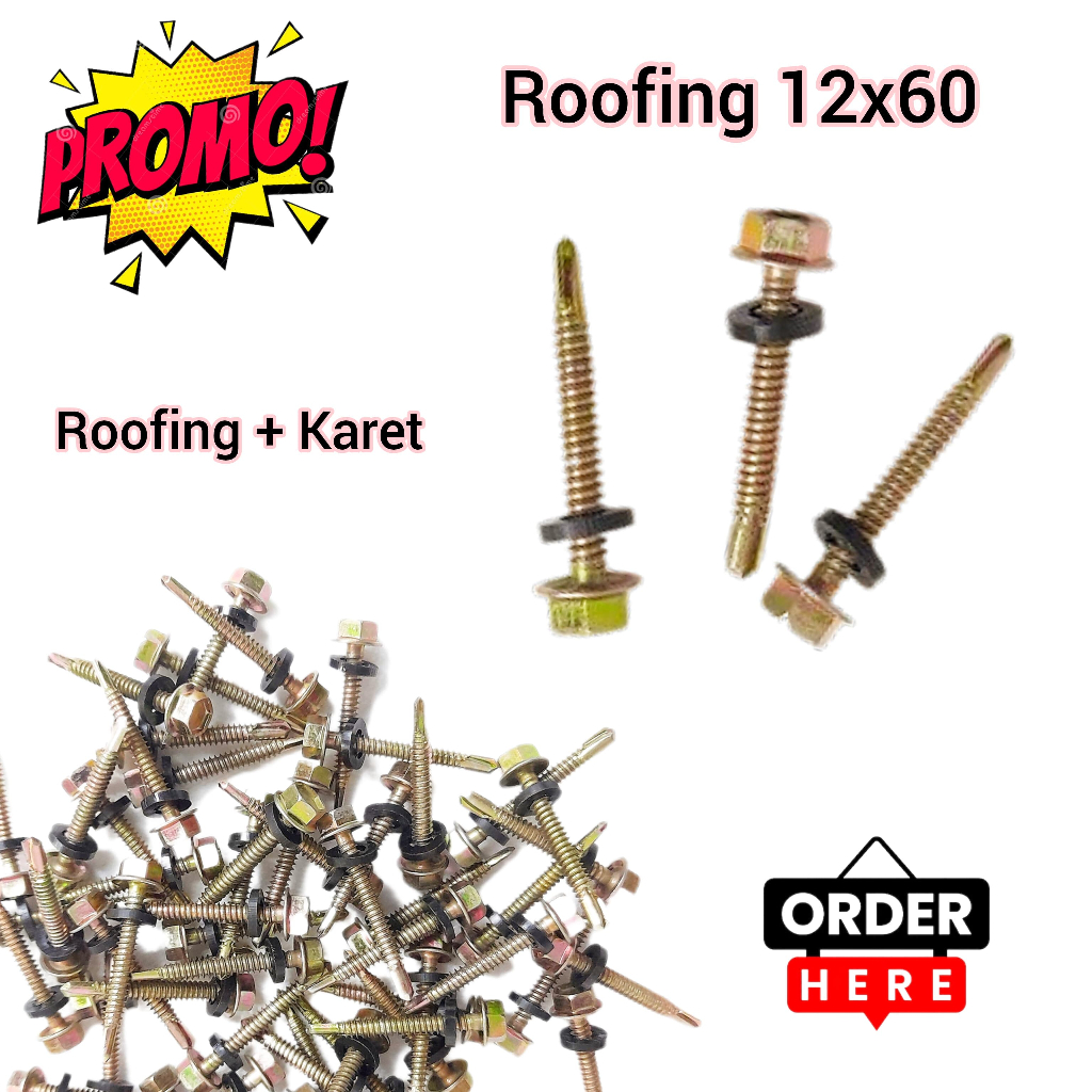 Jual Baut Roofing Kuning 12 x 60 Sekrup Skrup Baja Ringan Ruping Baja ...