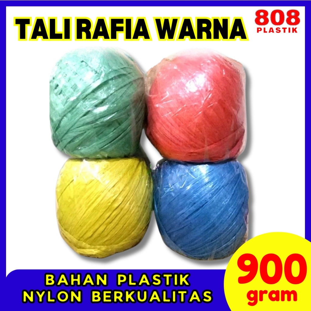 Jual Tali Rafia Gembor Besar Warna Warni Kuat 900 Gram Tali Plastik ...