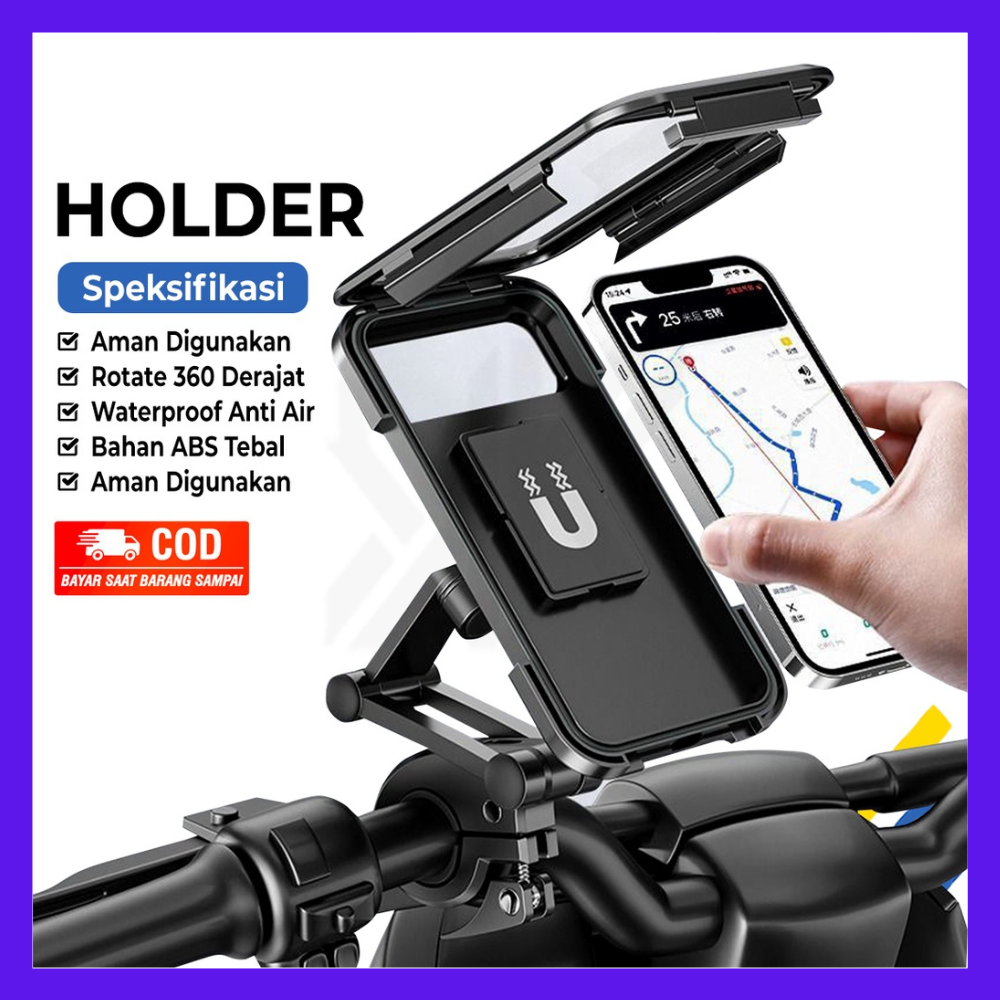 Jual Holder Hp Motor Waterproof Anti Air Kuat Kokoh Untuk Pemasangan Di Stang Motor / Tempat HP ...