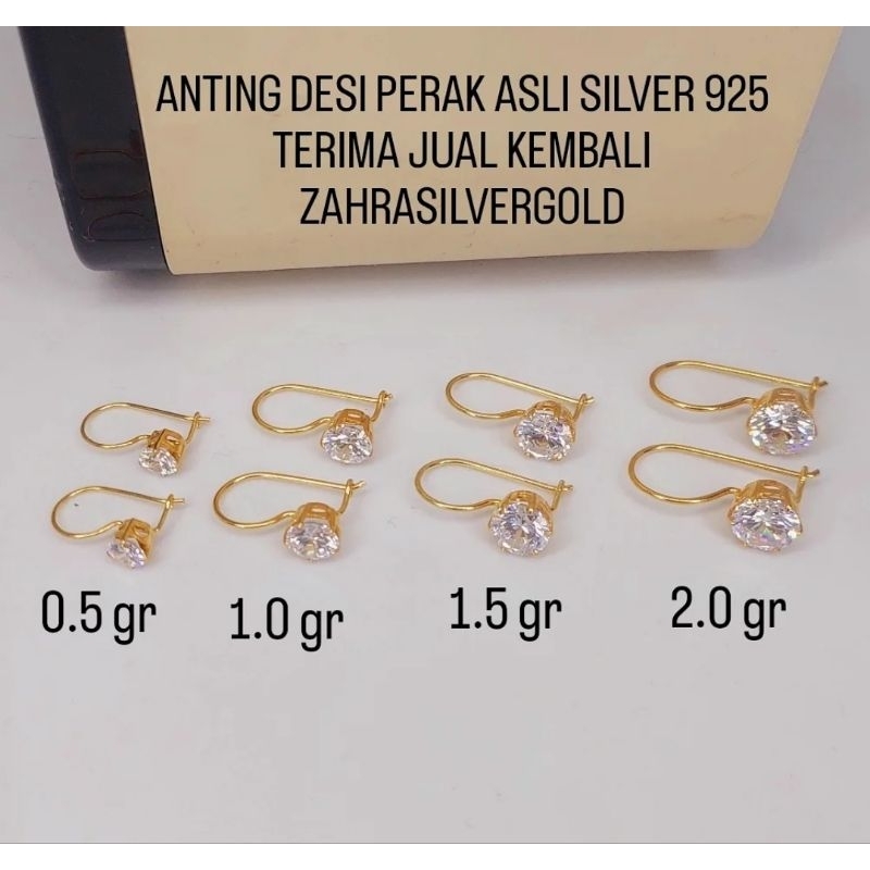 Jual Anting Desi PERAK Asli Silver 925 Lapis Mas Putih Lapis Mas Kuning (Terima Jual Kembali ...