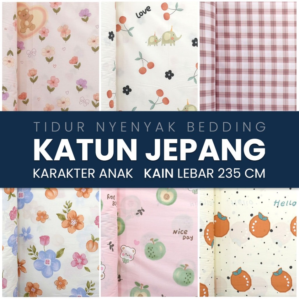 Jual KAIN KATUN JEPANG L 235 CM PER 50 CM 180TC BUNGA MONSTERA TULIP ...