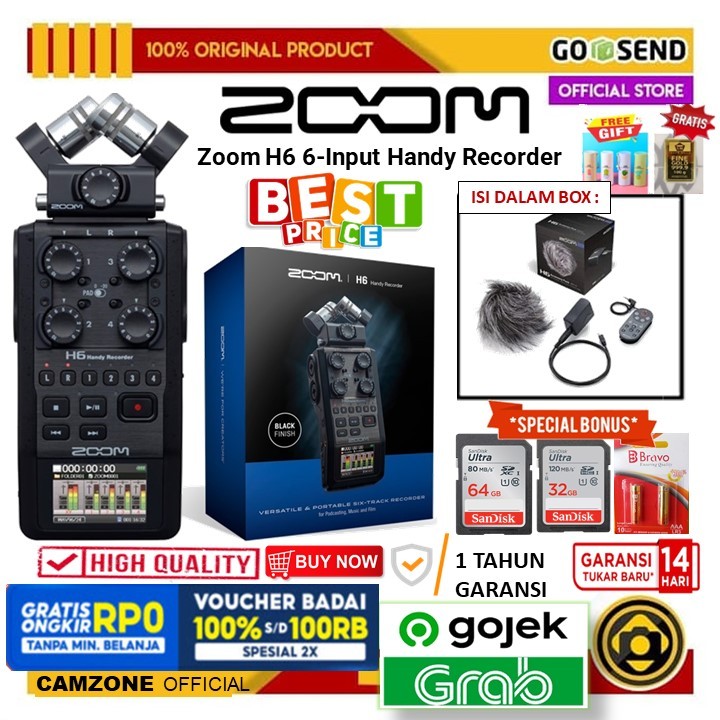 Jual Zoom H6 All Black 6-Input / 6-Track Portable Handy Recorder ...
