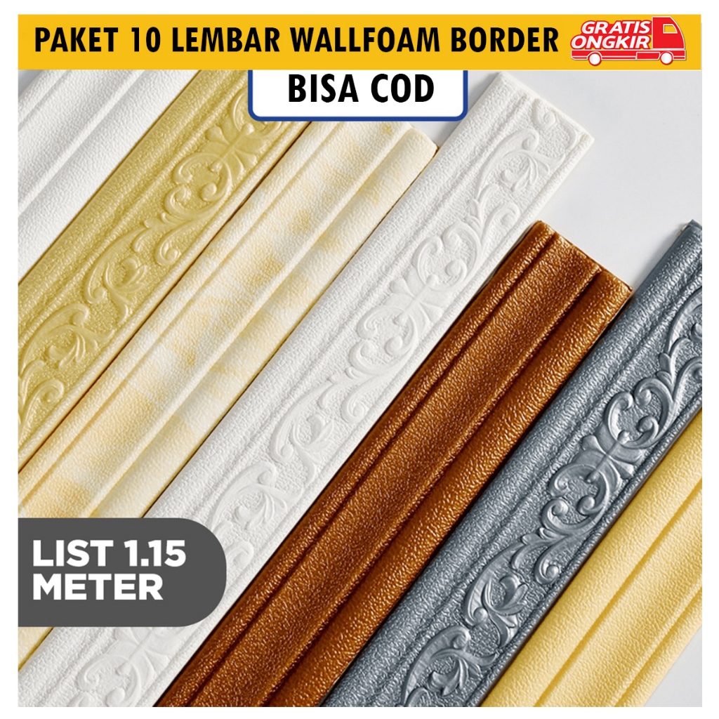 Jual Paket 10 Lembar Wallpaper List Border Foam Stiker List Dinding 3D ...