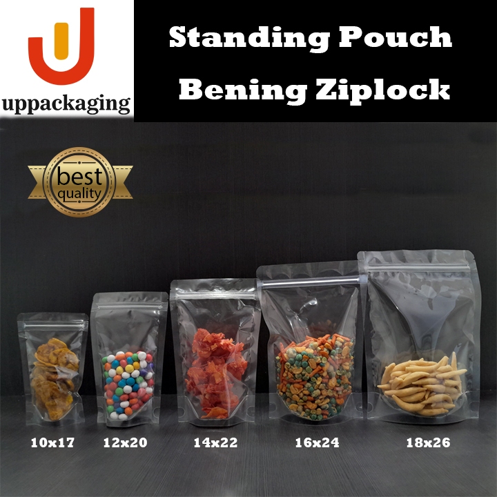 Jual KEMASAN MAKANAN STANDING POUCH ZIPLOCK CLEAR TRANSPARAN PLASTIK ...