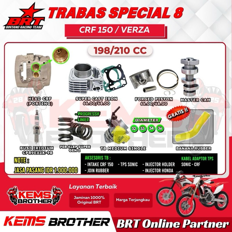 Jual PAKET BRT CRF TRABAS SPESIAL 8 BOREUP 198CC- 210CC ORIGINAL BRT ...