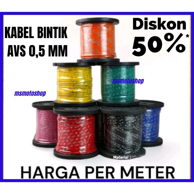 Jual KABEL BINTIK AVS 0,5 KABEL BODY MOTOR KABEL LAMPU KOLONG DLL HARGA PER 1 METER | Shopee ...
