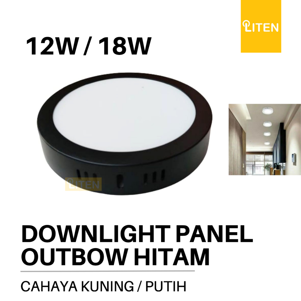 Jual Lampu Downlight OUTBOW HITAM BULAT LED Slim Panel Lamp 12W 18W ...