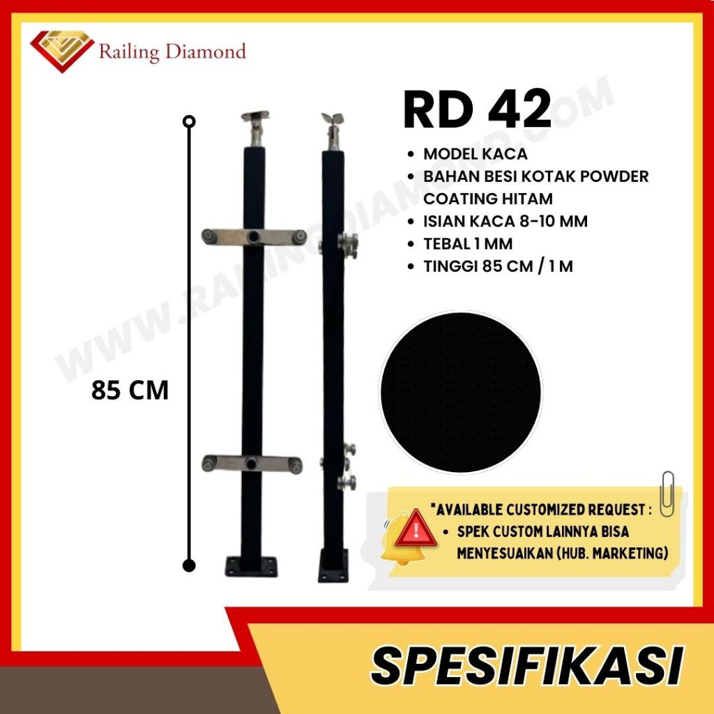 Jual Tiang Railing Tangga Stainless + Besi Coating Hitam RD 42 | Shopee ...