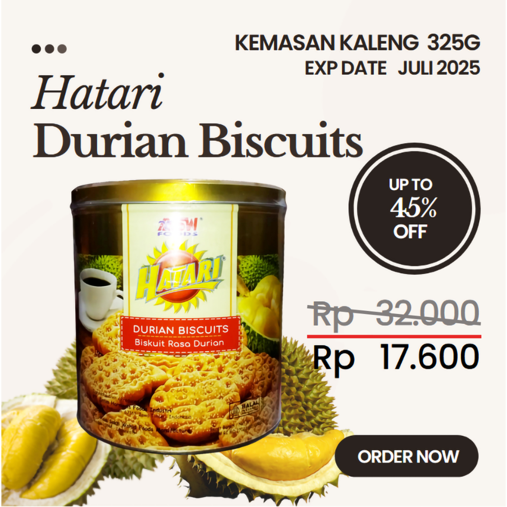 Jual Biskuit Kaleng Hatari Rasa Duren 325g | Shopee Indonesia
