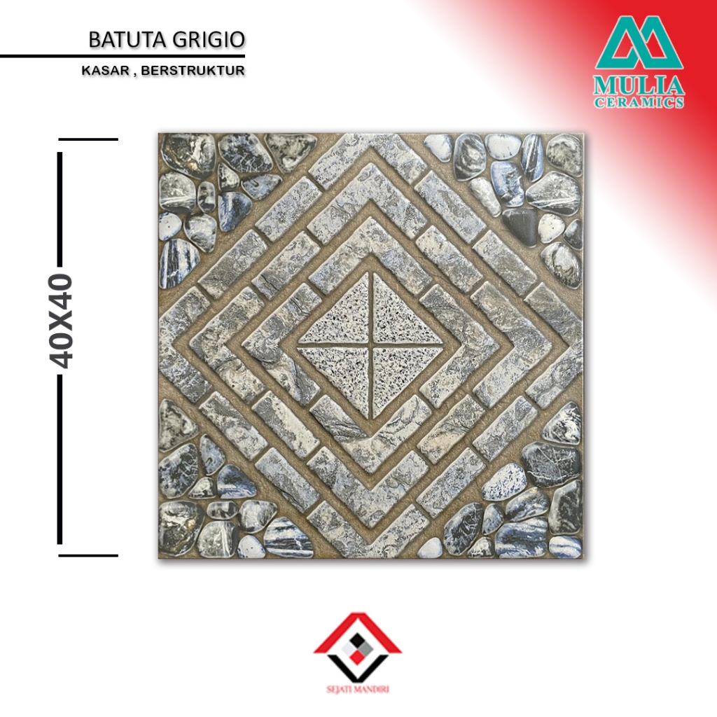 Jual keramik 40x40 - motif batu alam - mulia batuta grigio | Shopee ...