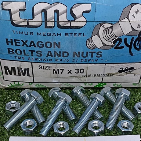Jual Baut Mur Besi Baut Mur Hexagon Besi M7X30 Putih P1.0 (Kunci 11) | Shopee Indonesia