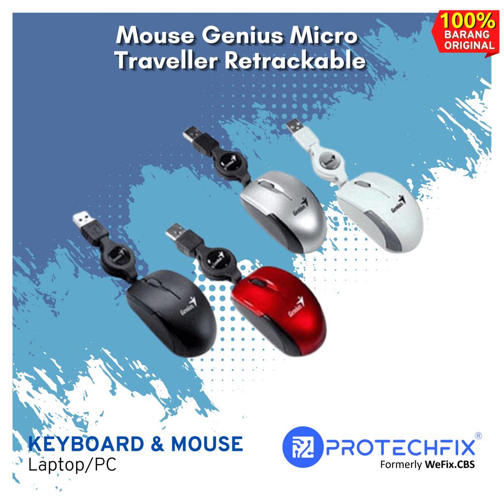 Jual Mouse Genius Micro Traveller Retractable (Red, White, Black ...