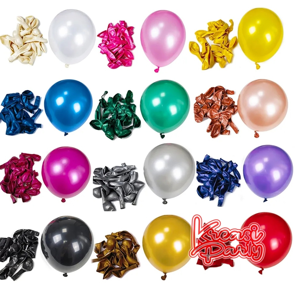 Jual Balon Latex Metalik 12 inch 1 Pack isi 100 pcs / Balon Karet ...