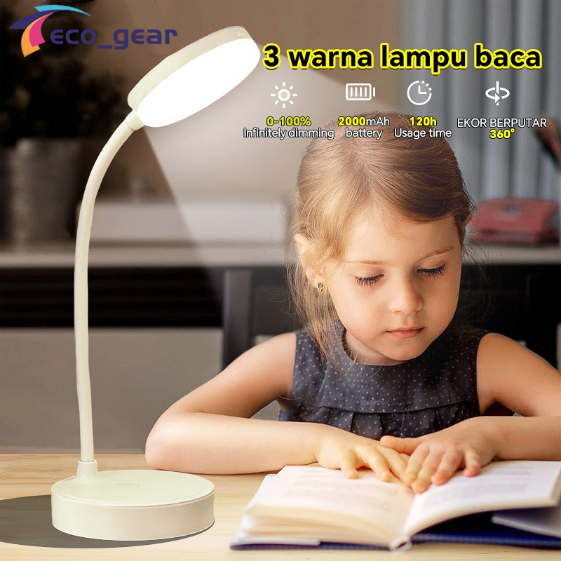 Jual Lampu belajar tricolour sentuh 3 warna 2000mAh tempat pulpen Baca ...