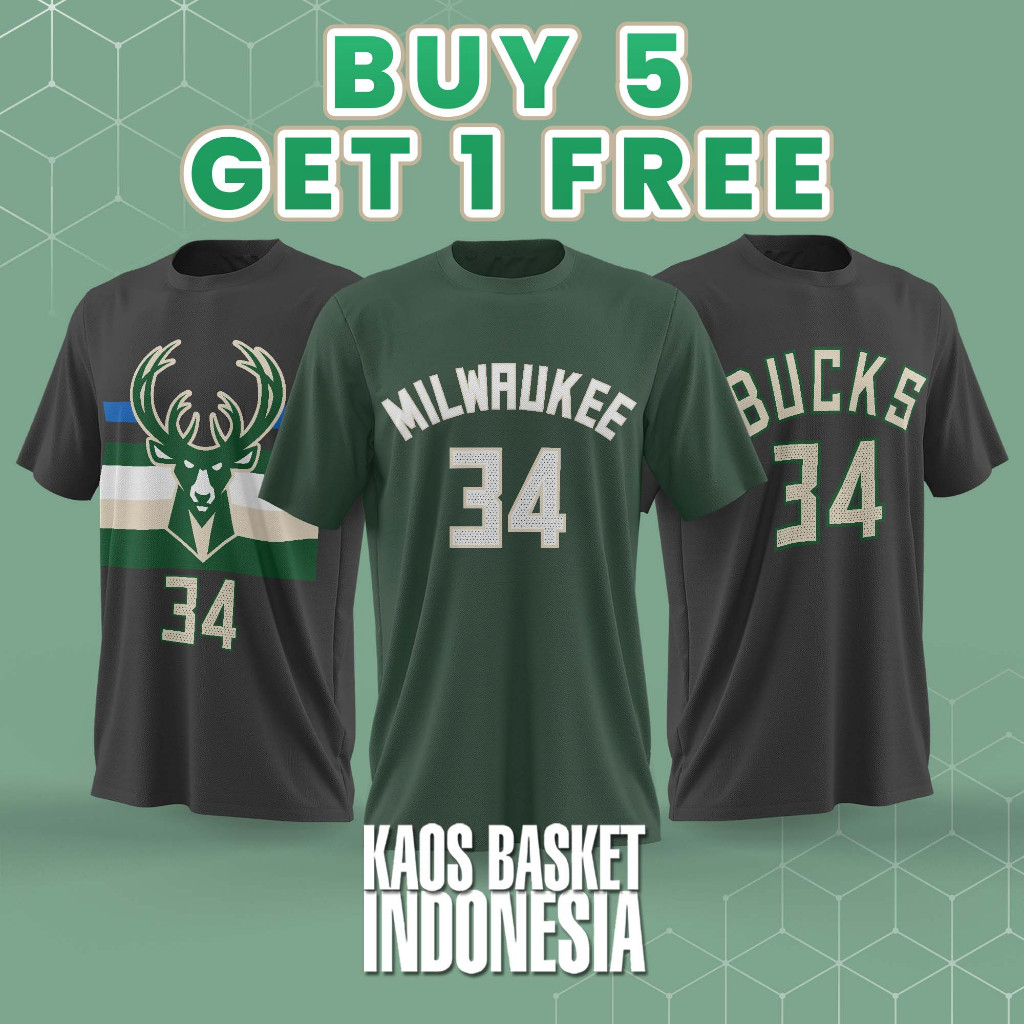 Jual Baju Basket Pria Wanita NBA T shirt basket Kaos Milwauke BUCKS 34 ...