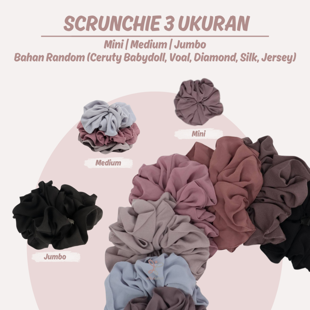 Jual SCRUNCHIE 3 UKURAN / Cepol Rambut Premium Size Jumbo Medium Mini ...