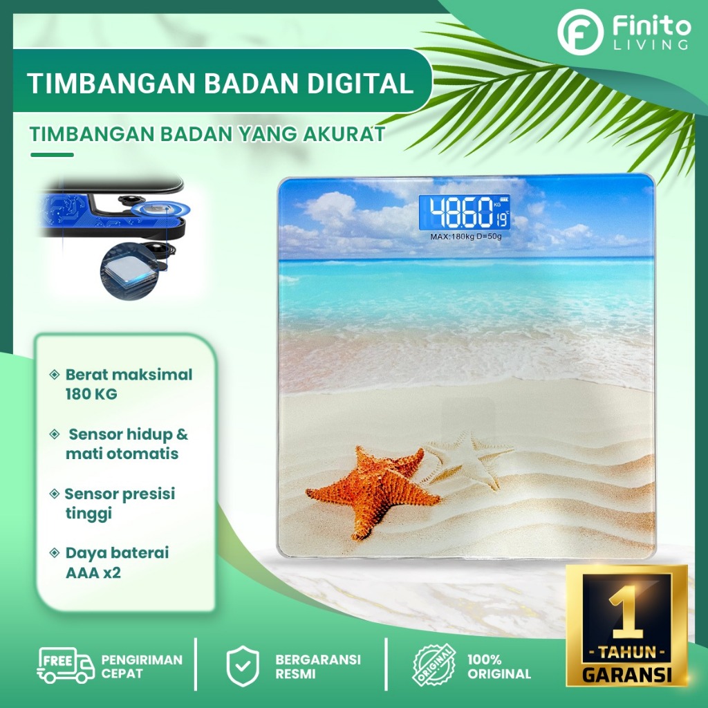 Jual Timbangan Badan Digital Finito Max 180kg SCALE KACA TEBAL 27x27cm ...