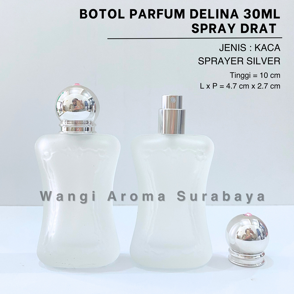 Jual Botol Parfum Delina 30ML Doff Silver Drat - Botol Parfum Kaca Drat ...